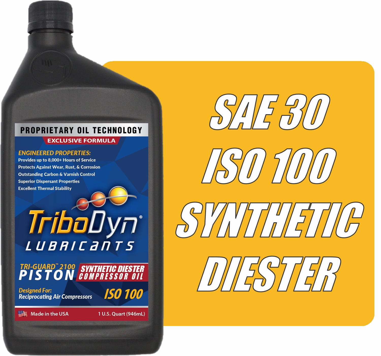 TriboDyn Tri-Guard 2100 ISO 100 Diester Synthetic Piston Compressor Oil ...
