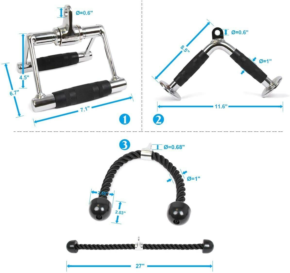 Triceps Pull Down Attachment, Cable Machine Accessories for Home Gym ...
