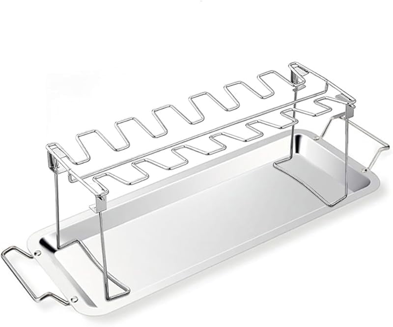 Triceratops Chicken Leg and Wing Rack with Drip Pan, 14 Slots BBQ ...
