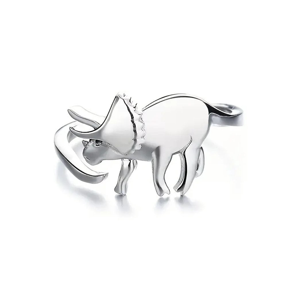 Triceratops Dinosaur Ring Silver Resizable Three Horns T-Rex Inspired ...