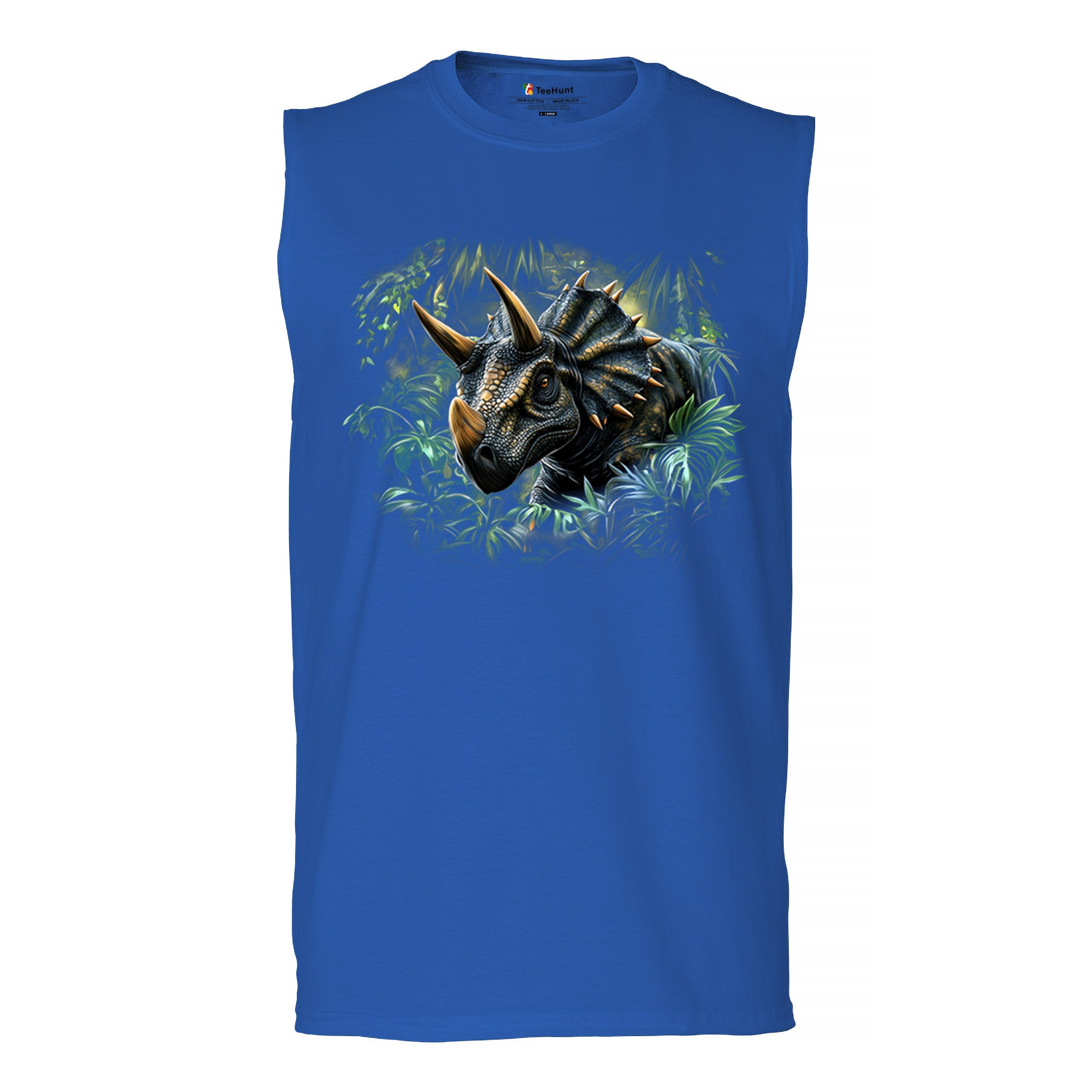 Triceratops Jungle Muscle Shirt Dinosaur Dino Lover Jurassic Era Prehistoric Cool Horned Reptile ...