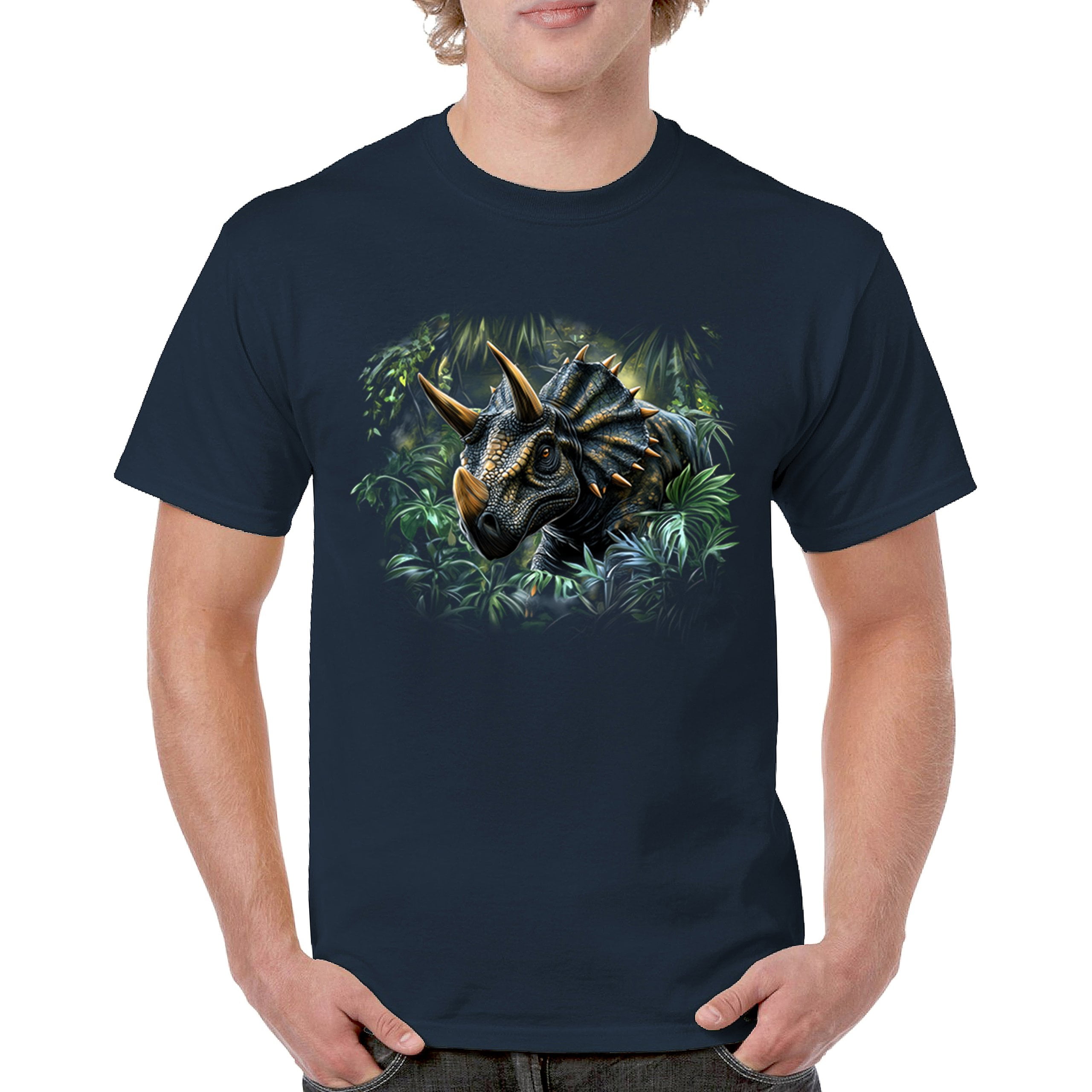 Triceratops Jungle T-shirt Dinosaur Dino Lover Jurassic Era Prehistoric Cool Horned Reptile ...