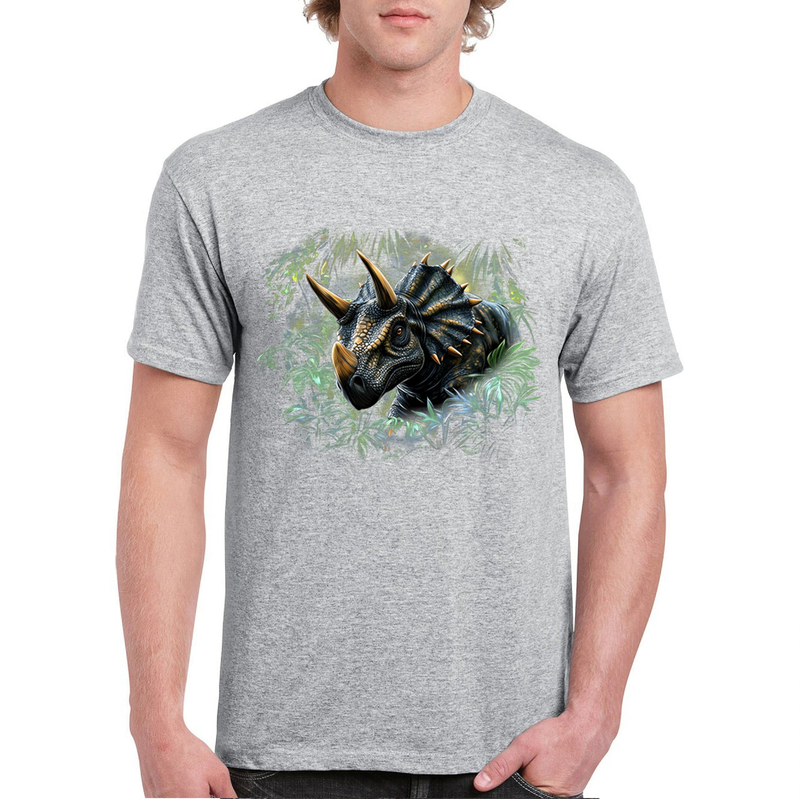 Triceratops Jungle T-shirt Dinosaur Dino Lover Jurassic Era Prehistoric Cool Horned Reptile ...