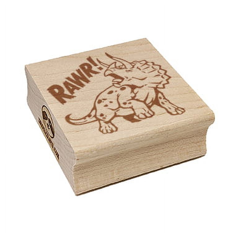 Triceratops Rawr Roar Dinosaur Square Rubber Stamp Stamping ...