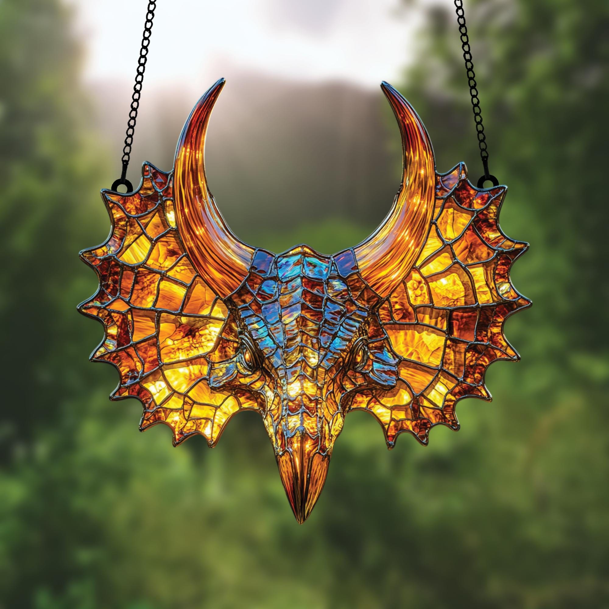 Triceratops Skull Acrylic Suncatcher fullxfull Fiery Horned Dinosaur ...