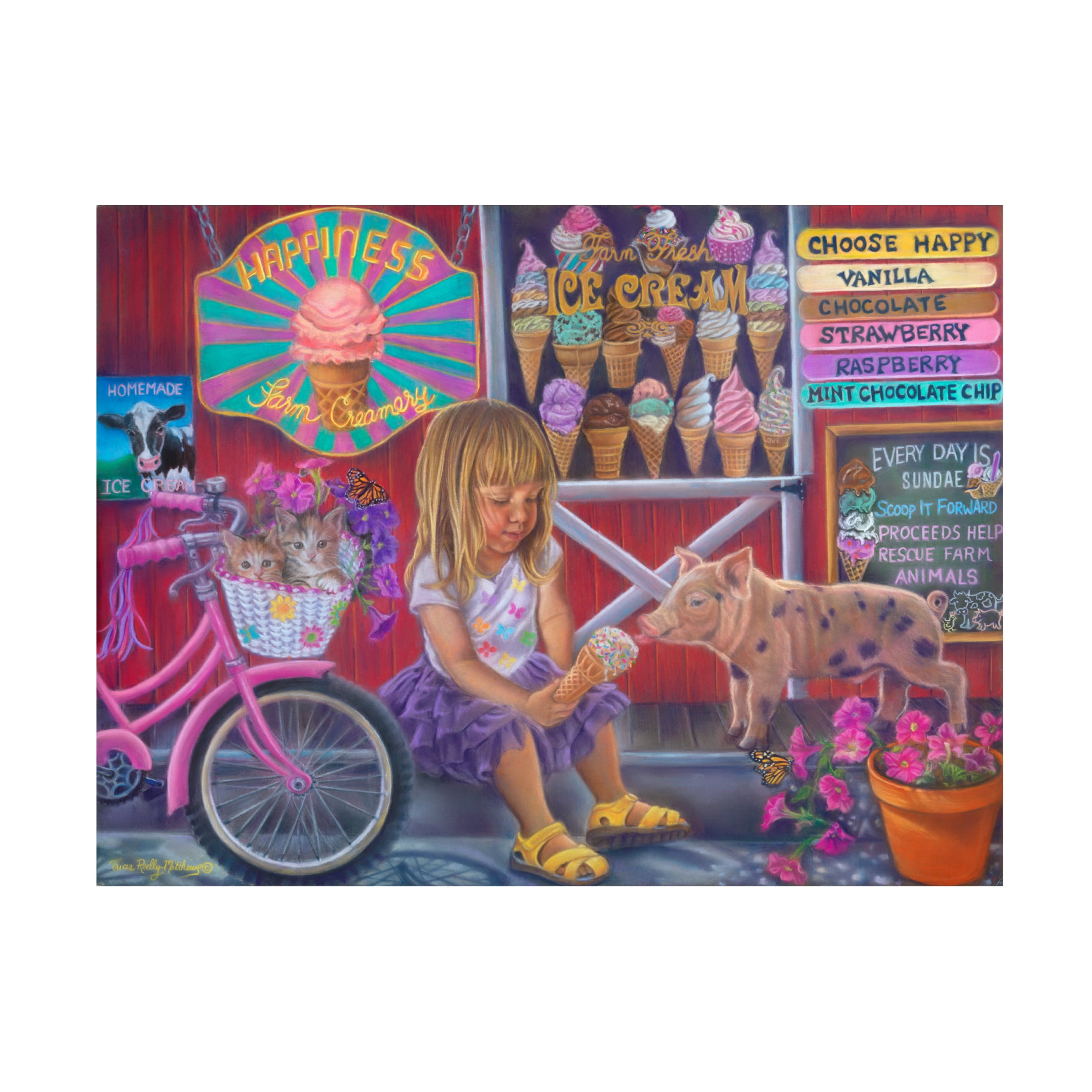 Tricia Reilly Matthews 'Happiness Ice Cream Shop' Canvas Art - Walmart.com