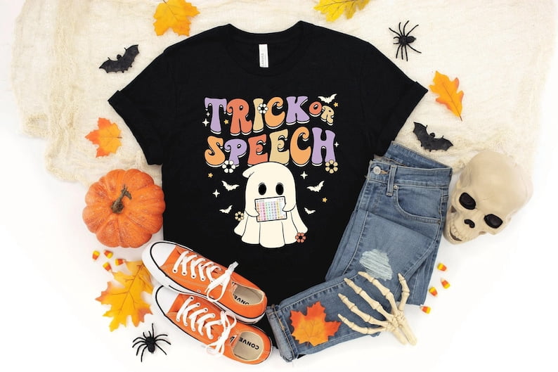 Trick Or Speech Shirt, SLP Halloween Shirt, Speech Therapist Halloween ...