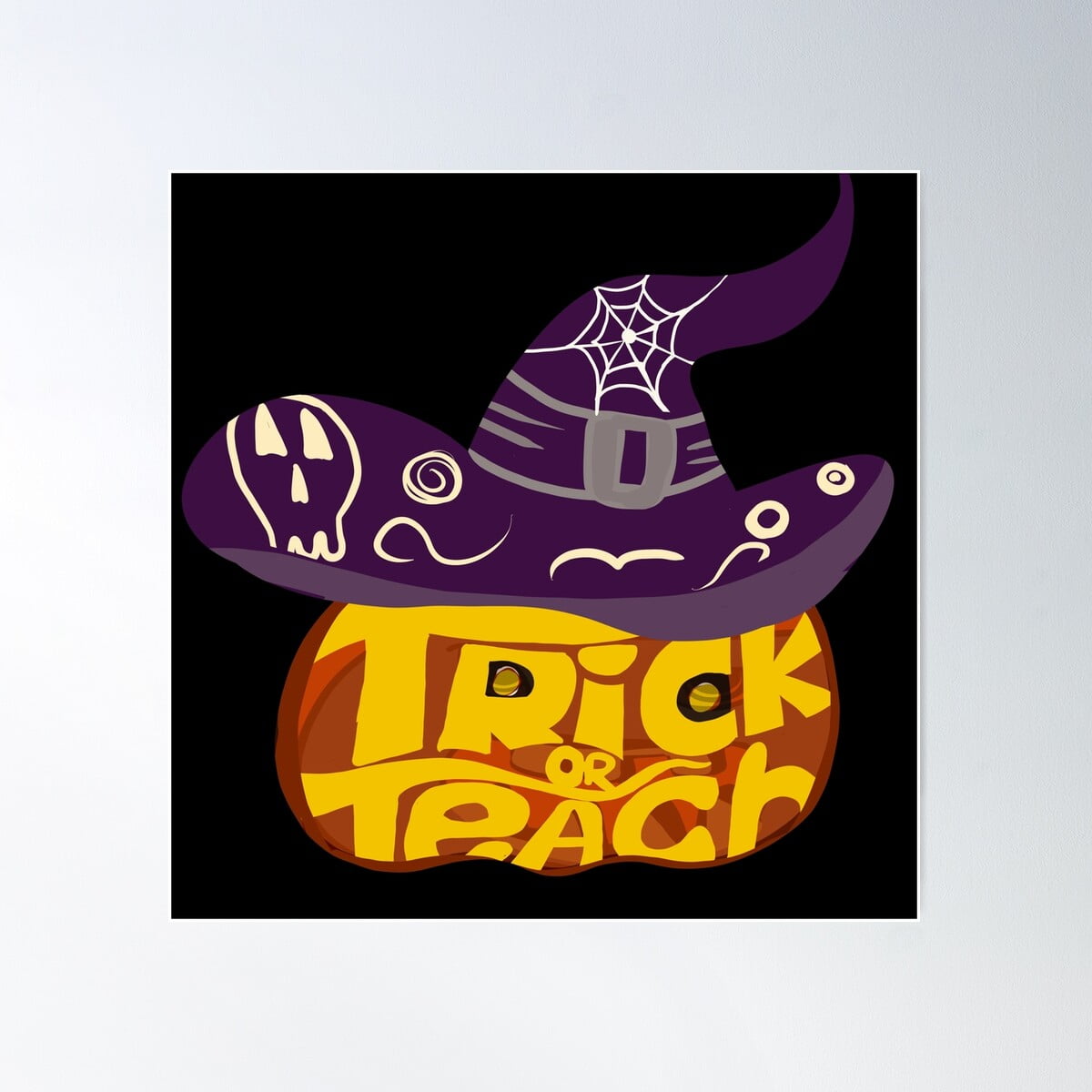 Trick Or Teach Pumpkin Witch Poster Wall Art, Modern Wall Decor For ...
