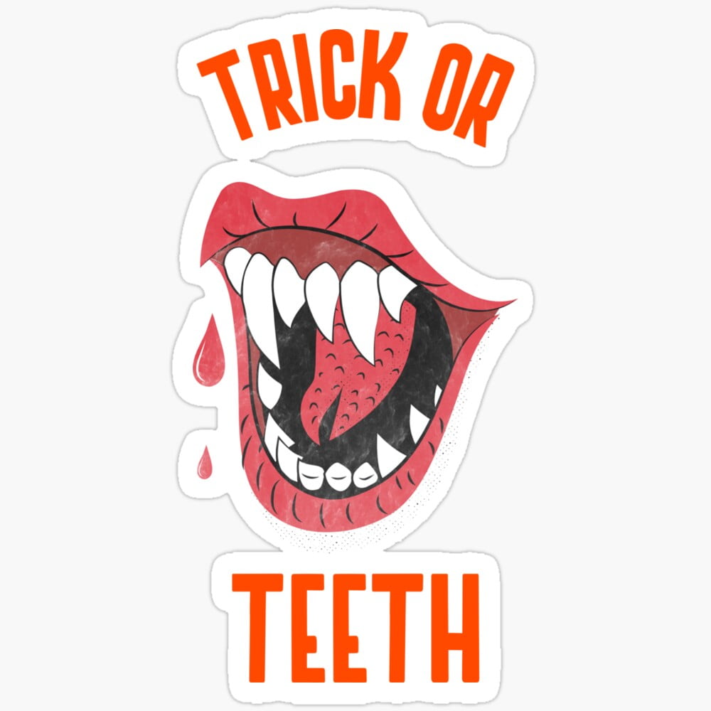 Trick Or Teeth Sticker Phone Decal Water Bottle Stickers Car Decals ...