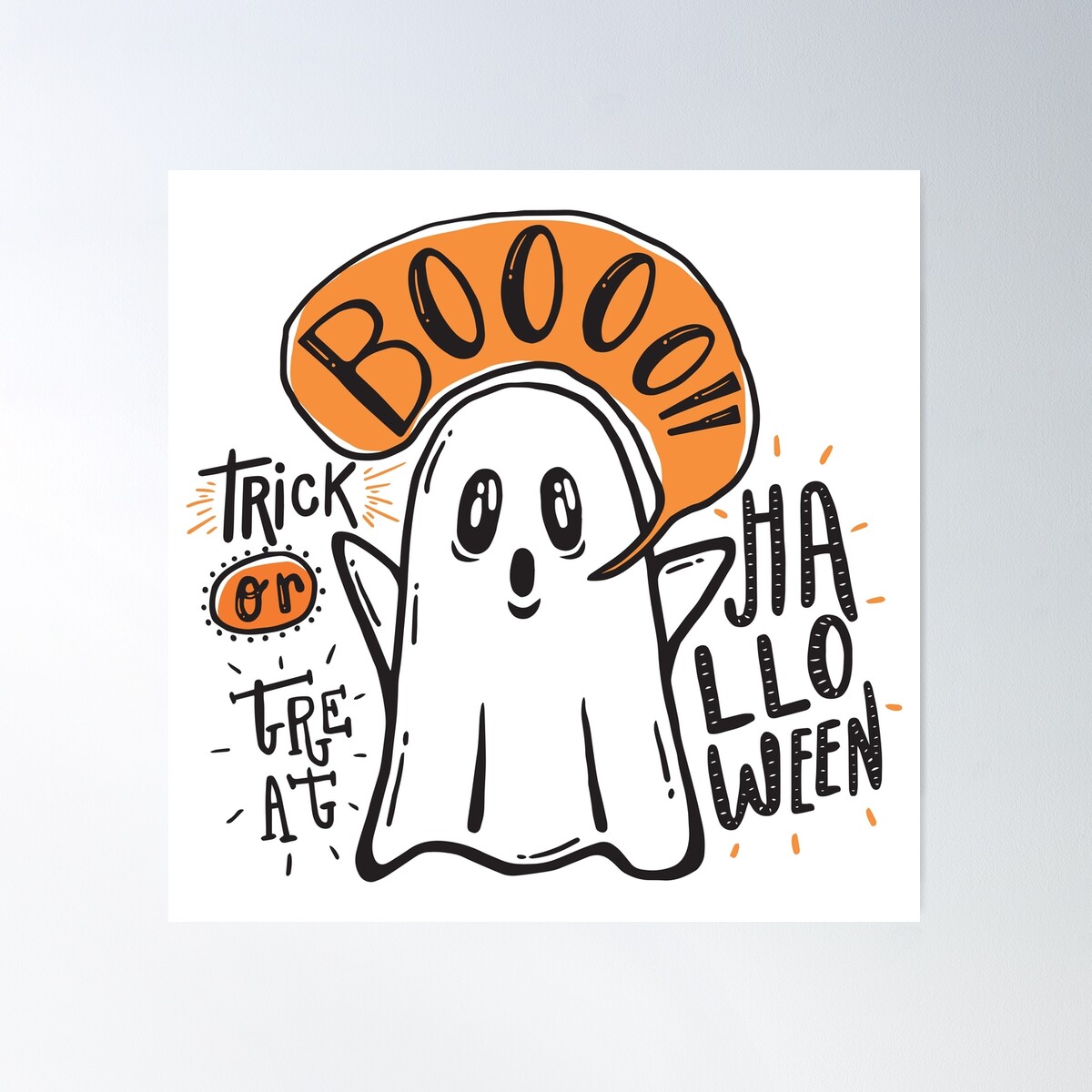 Trick Or Treat Ghost Boo Poster Wall Art, Modern Wall Decor For Living ...