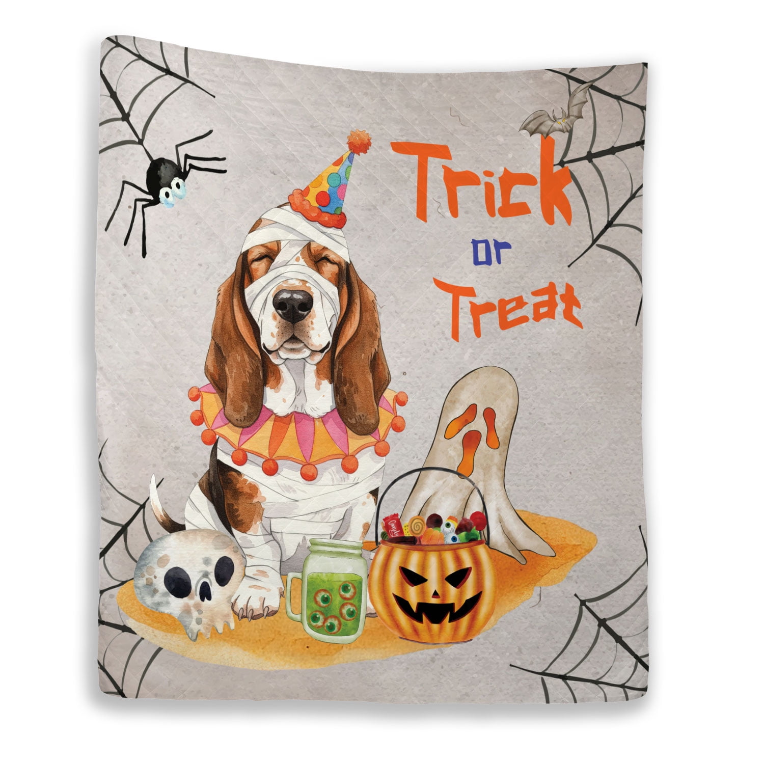 Trick or Treat Basset Hound Funny Mummy Cosplay Pumpkin Candy Basket ...