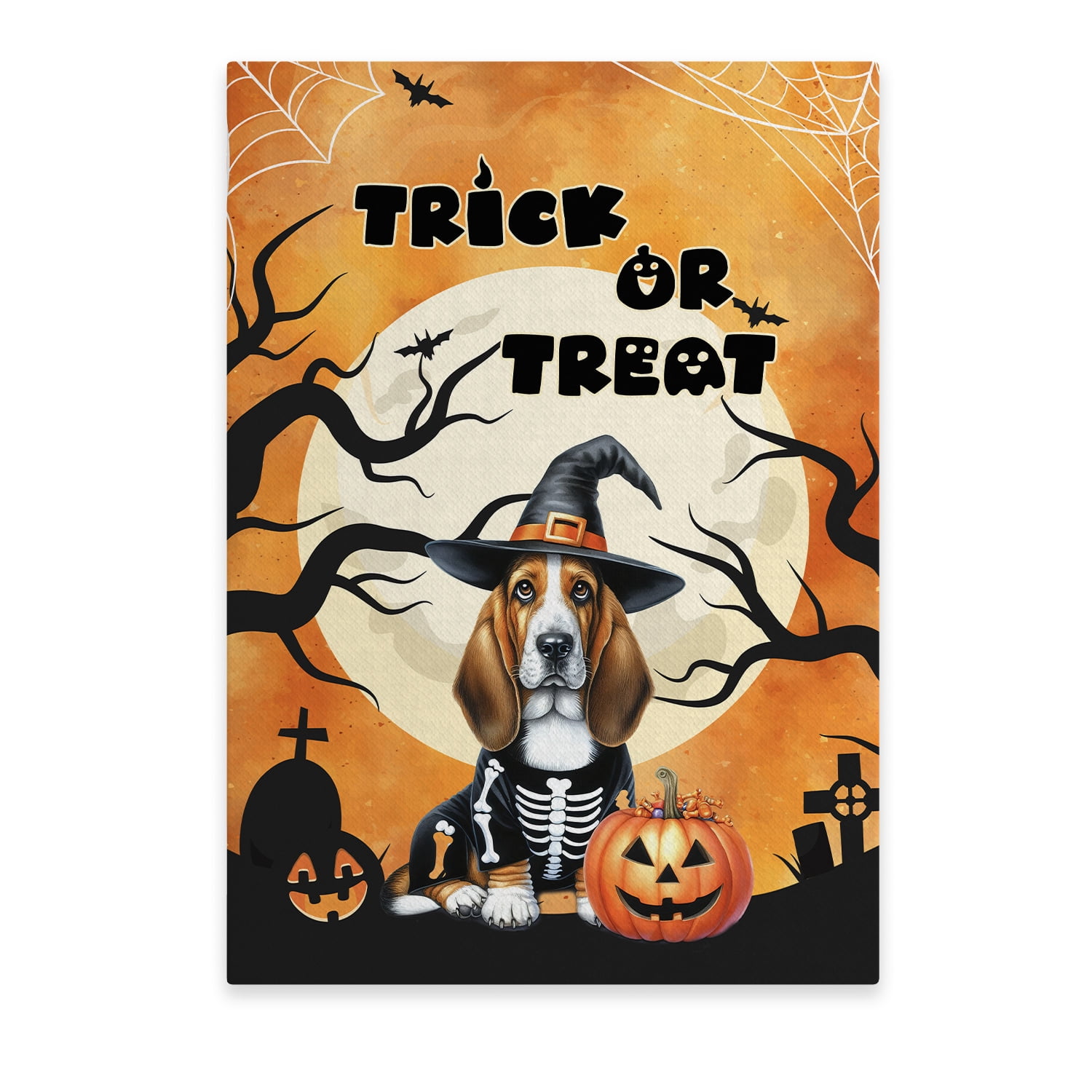 Trick or Treat Basset Hound Needs Candy Happy Halloween Night Vertical ...