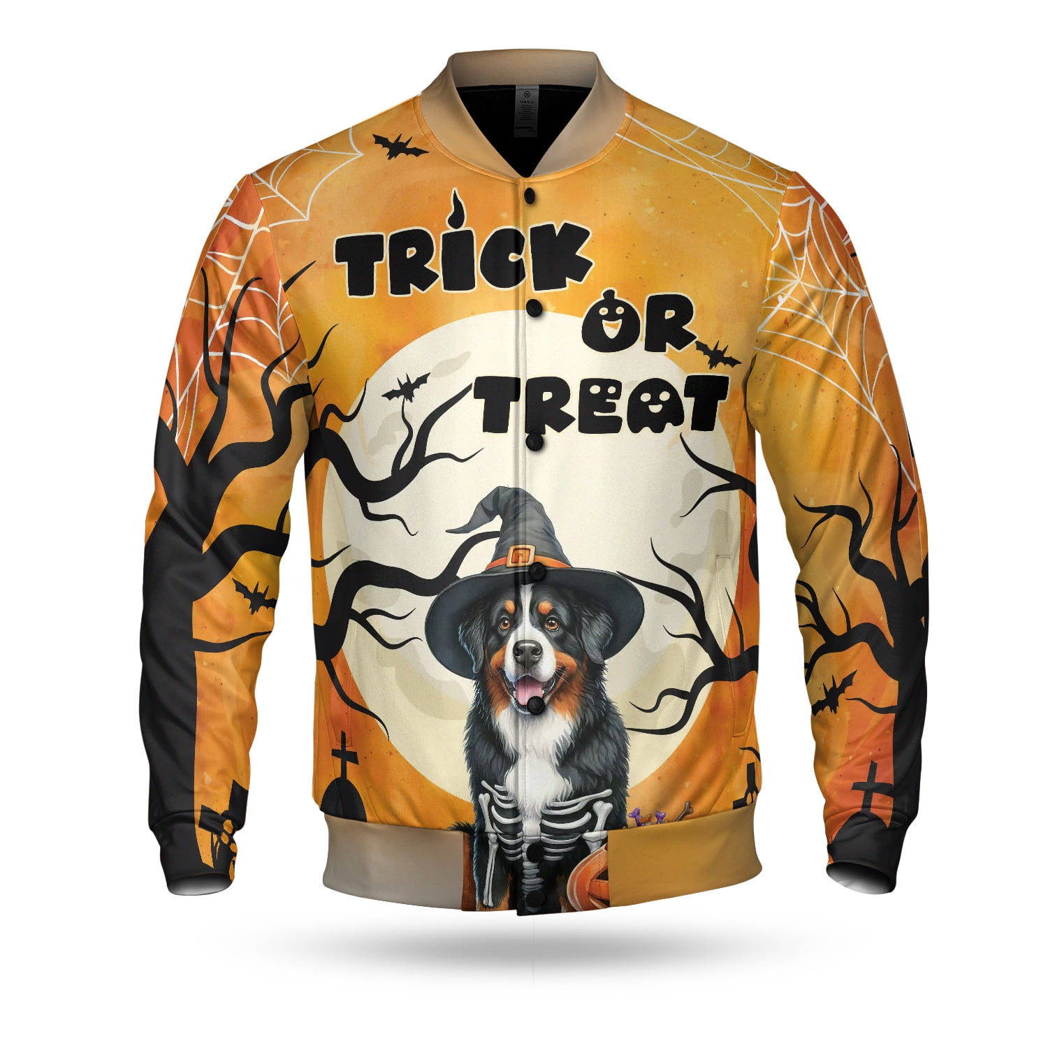 Trick or Treat Bernese Mountain Dog Needs Candy Happy Halloween Night All Over Print 3D Baseball ...