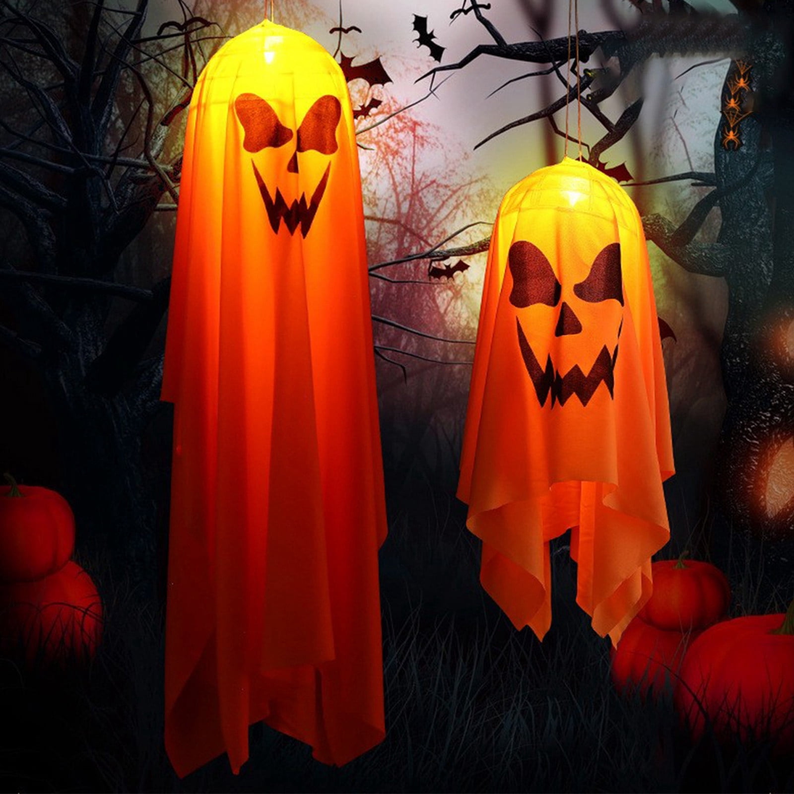Trick or Treat Decorations 5 Inch LED Halloween Fabric Lantern Pumpkin ...