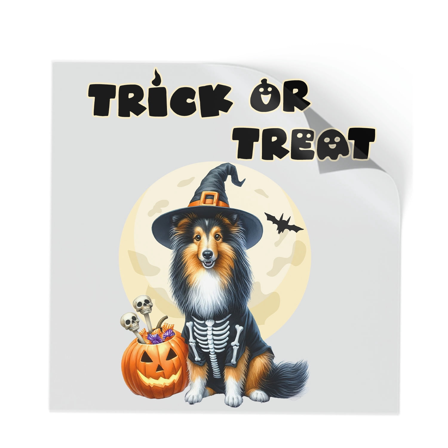 Trick or Treat Shetland Sheepdog Needs Candy Happy Halloween Night ...