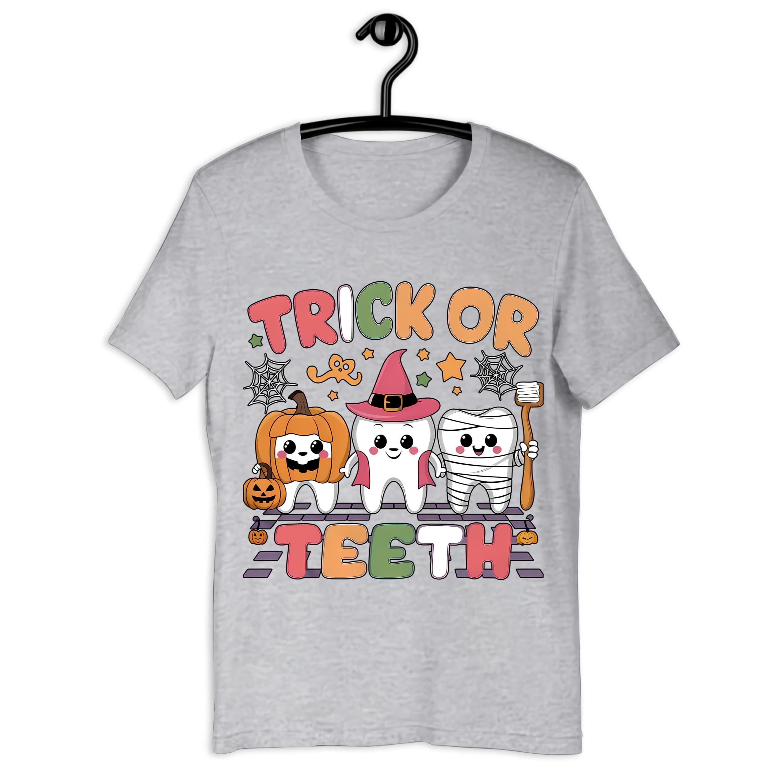 Trick or Teeth Halloween Scary Cute Tooth Characters Fun Dental T-Shirt ...