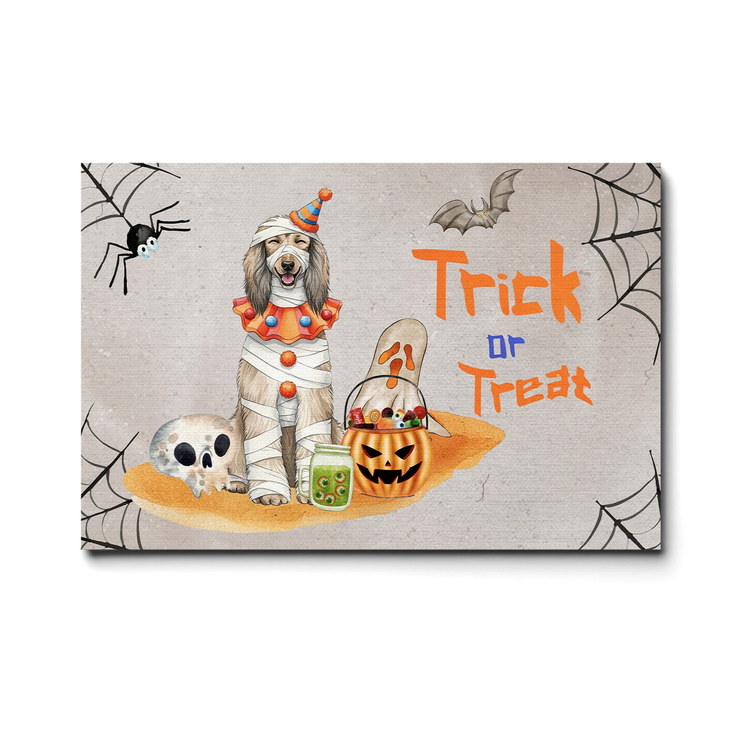Trick or Treat Afghan Hound Funny Mummy Cosplay Pumpkin Candy Basket ...