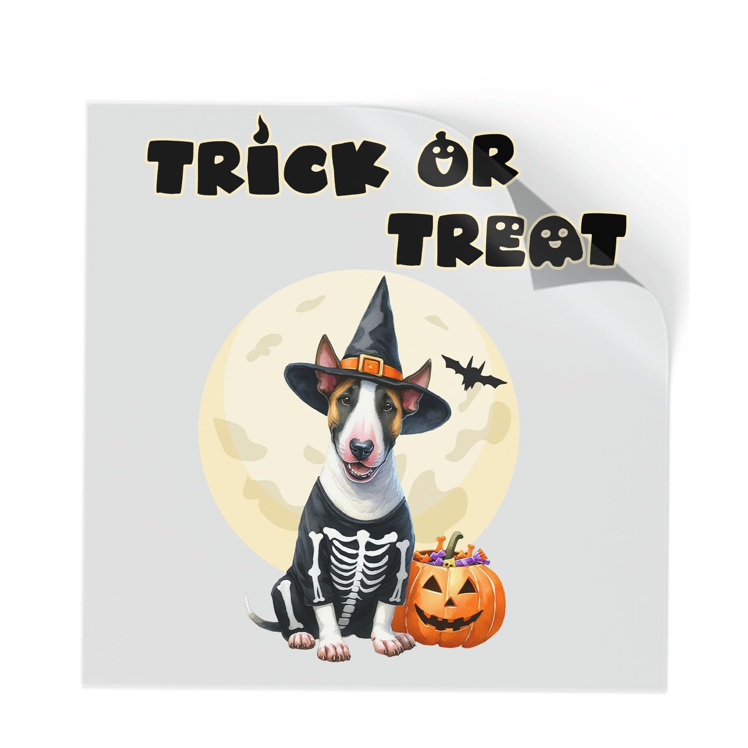 Trick or Treat Bull Terrier Needs Candy Happy Halloween Night Cutout ...
