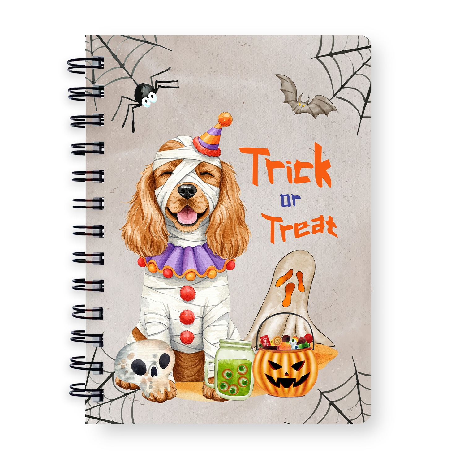 Trick or Treat Cocker Spaniel Funny Mummy Cosplay Pumpkin Candy Basket ...