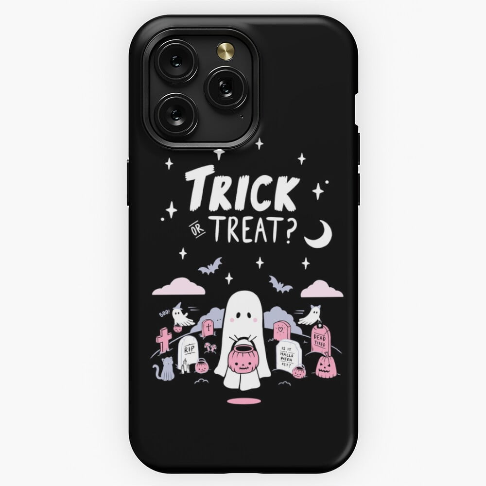 Trick or Treat Cute Ghosts in Graveyard Halloween Art iPhone Case 17 to ...