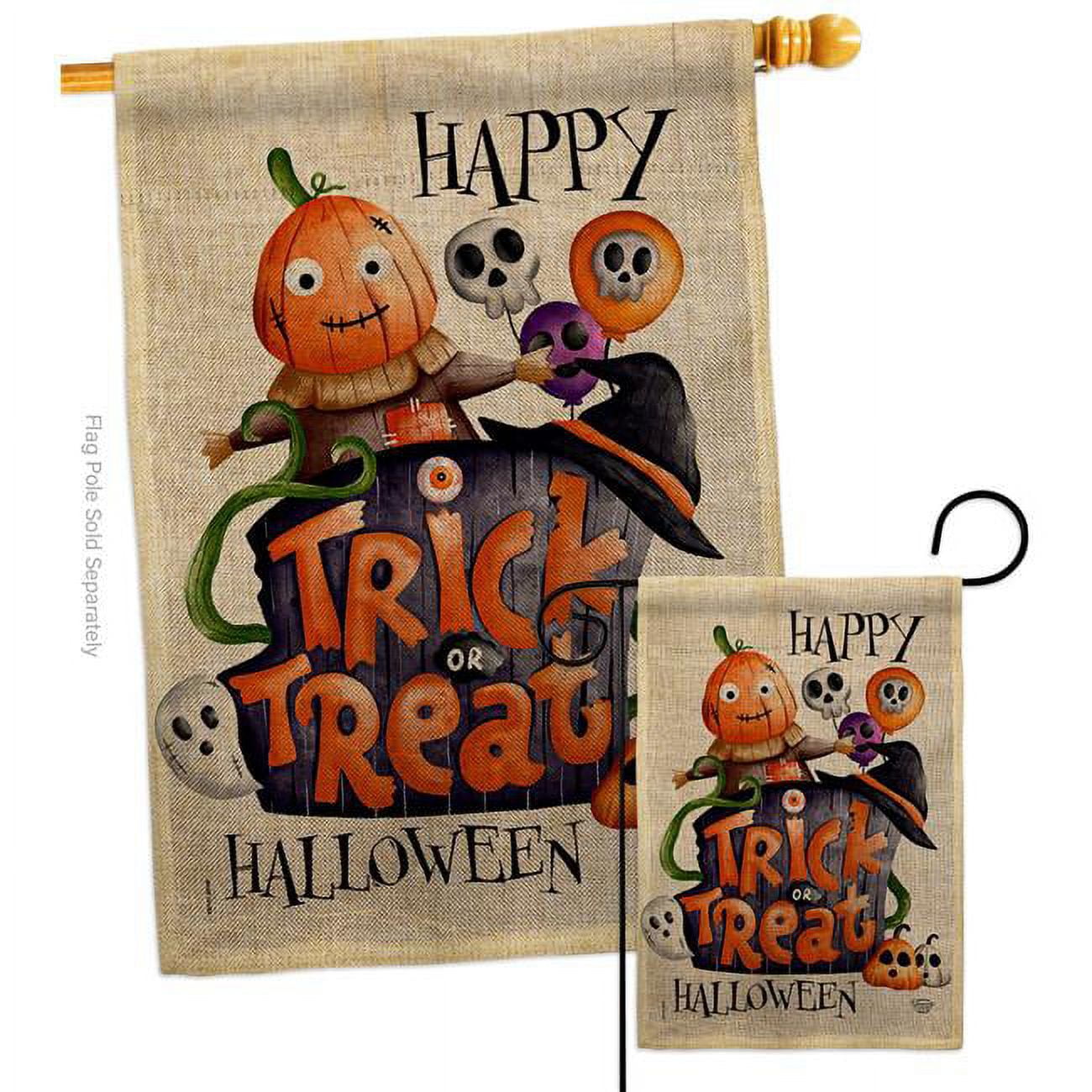 Trick or Treat Day Falltime Halloween 28 x 40 in. Double-Sided ...