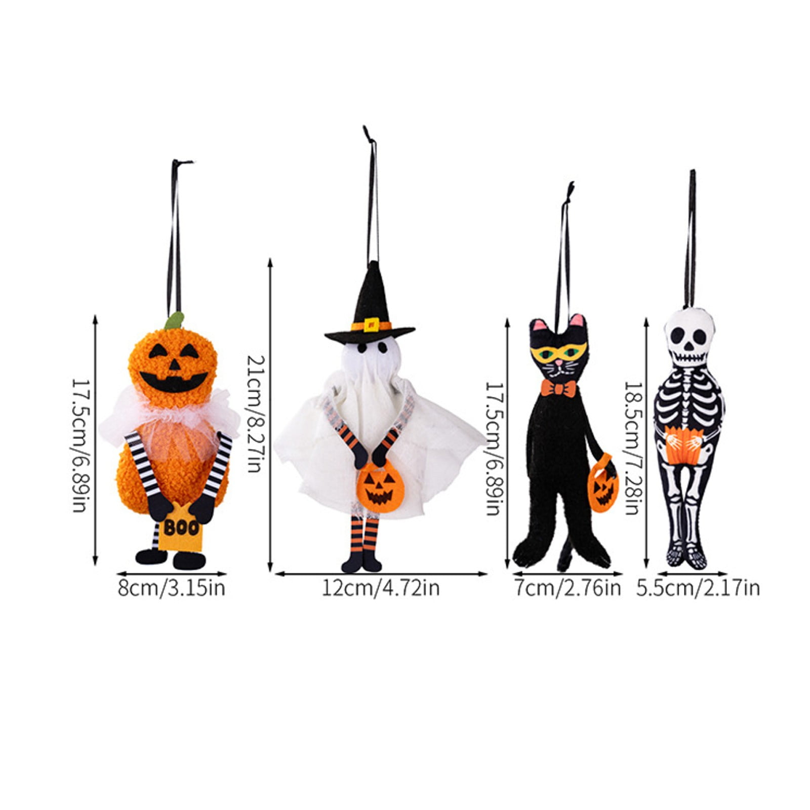 Trick or Treat Decorations 8 Inch 3D Halloween Pumpkin Black Cat Ghost ...