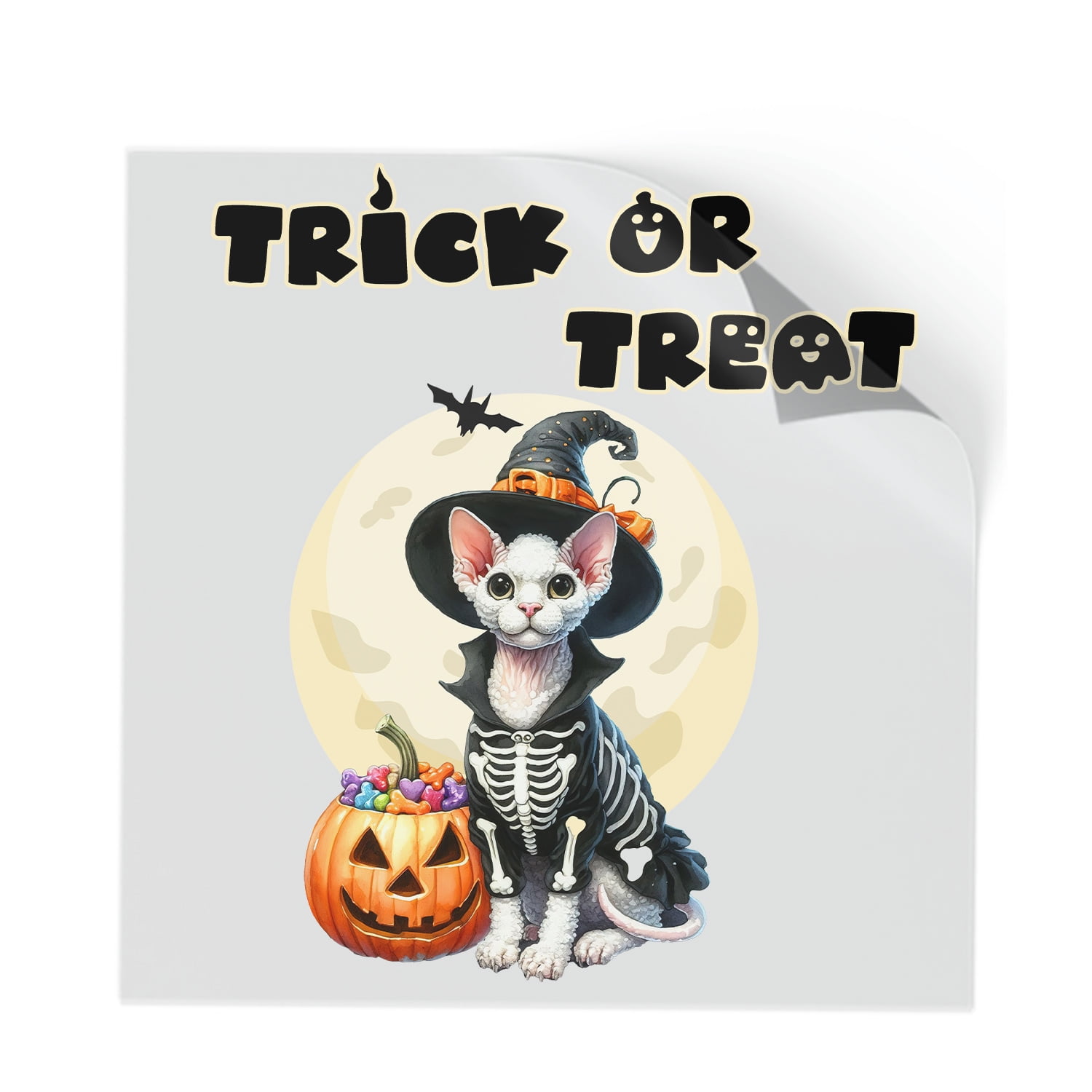 Trick or Treat Devon Rex Needs Candy Happy Halloween Night Cutout ...