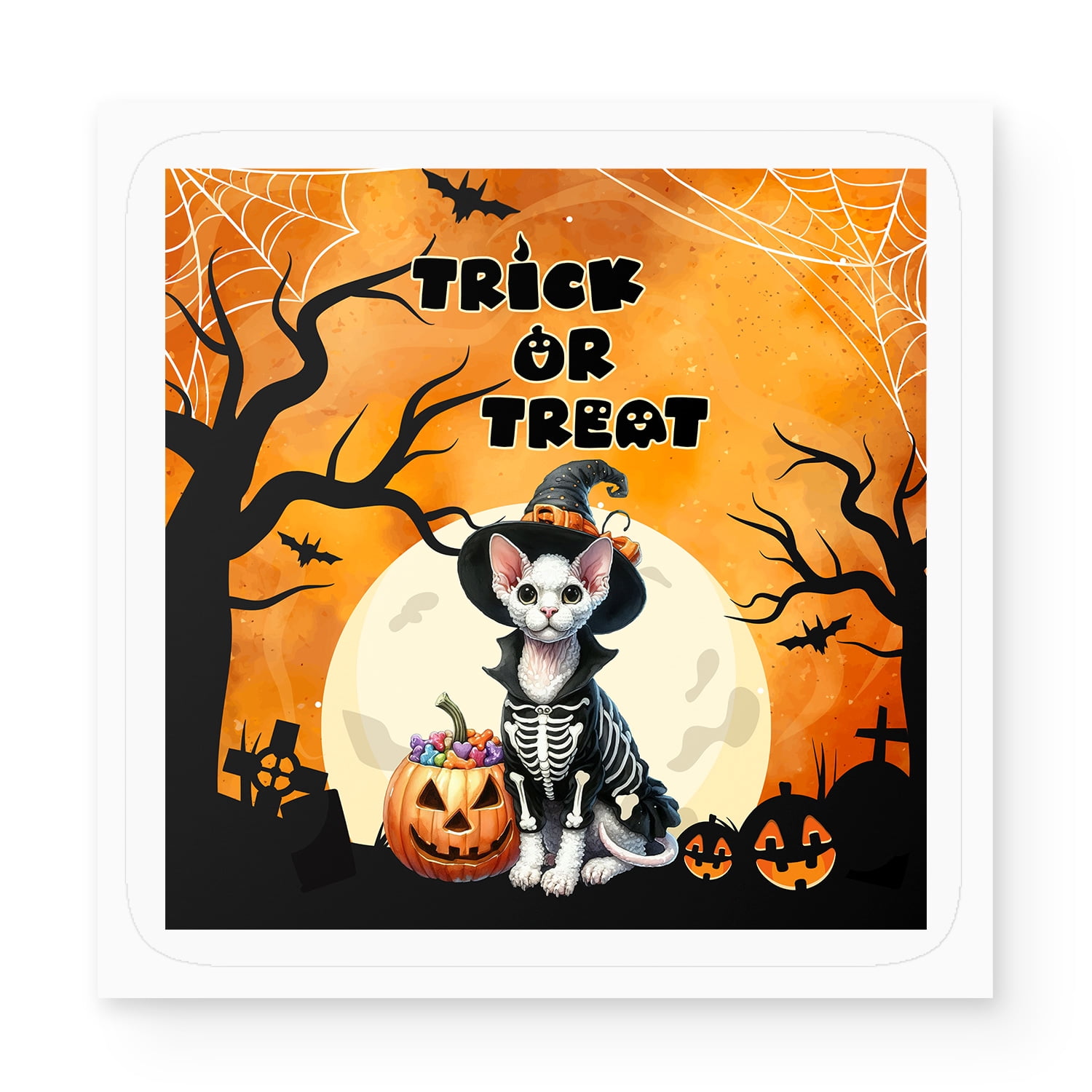 Trick or Treat Devon Rex Needs Candy Happy Halloween Night Vinyl ...