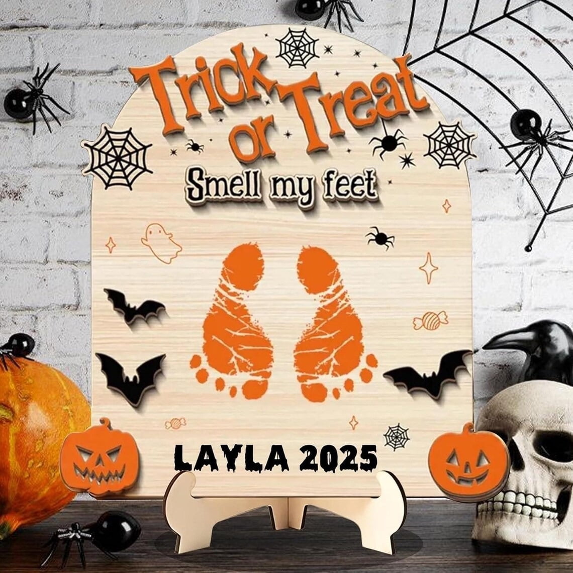 Trick or Treat Smell My Feet DIY Footprint Sign, Personalized Halloween ...