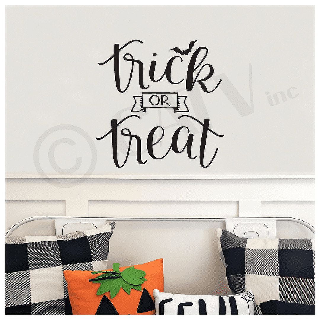 Trick or Treat (cursive) square Vinyl Lettering Wall Decal Halloween ...