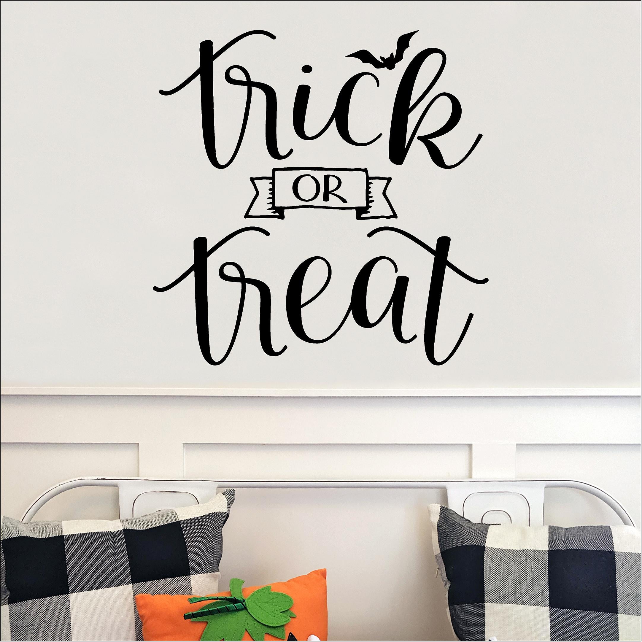 Trick or Treat (cursive) square Vinyl Lettering Wall Decal Halloween ...