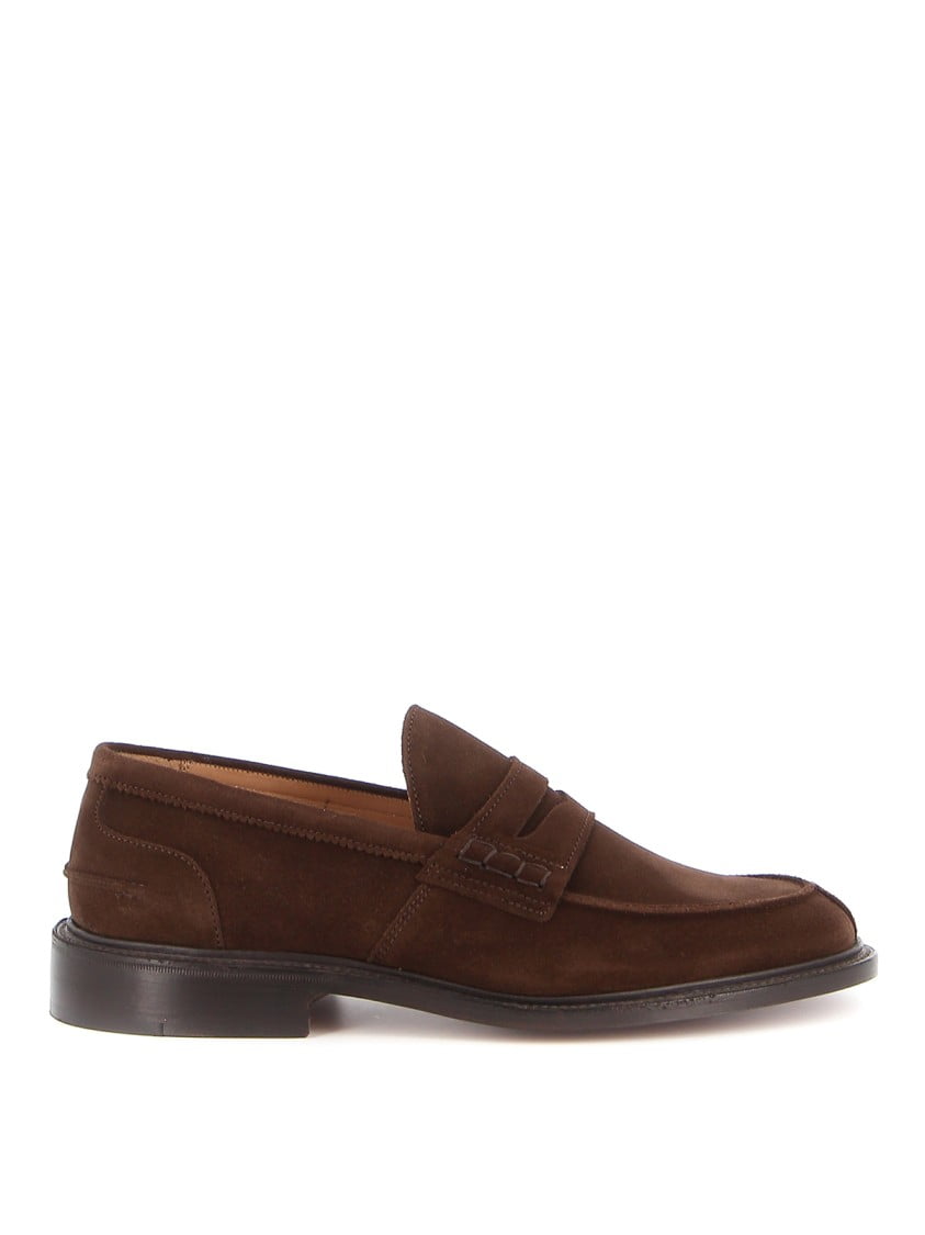 Tricker's Chocolate Suede James Loafer With Leather Sole Brown (Men's ...