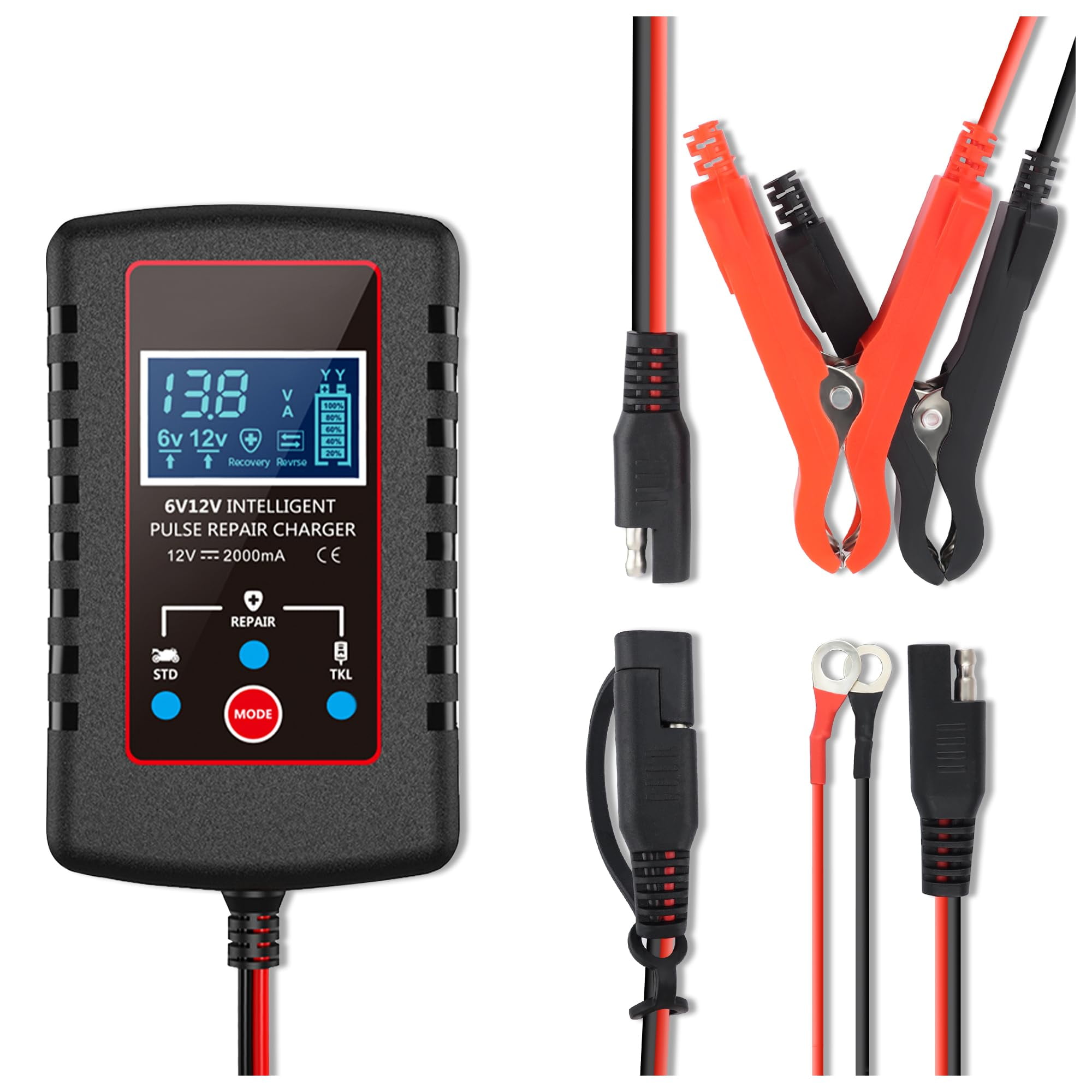 Trickle Charger for Car Battery 12V/6V,Smart Automatic Motorcycle ...