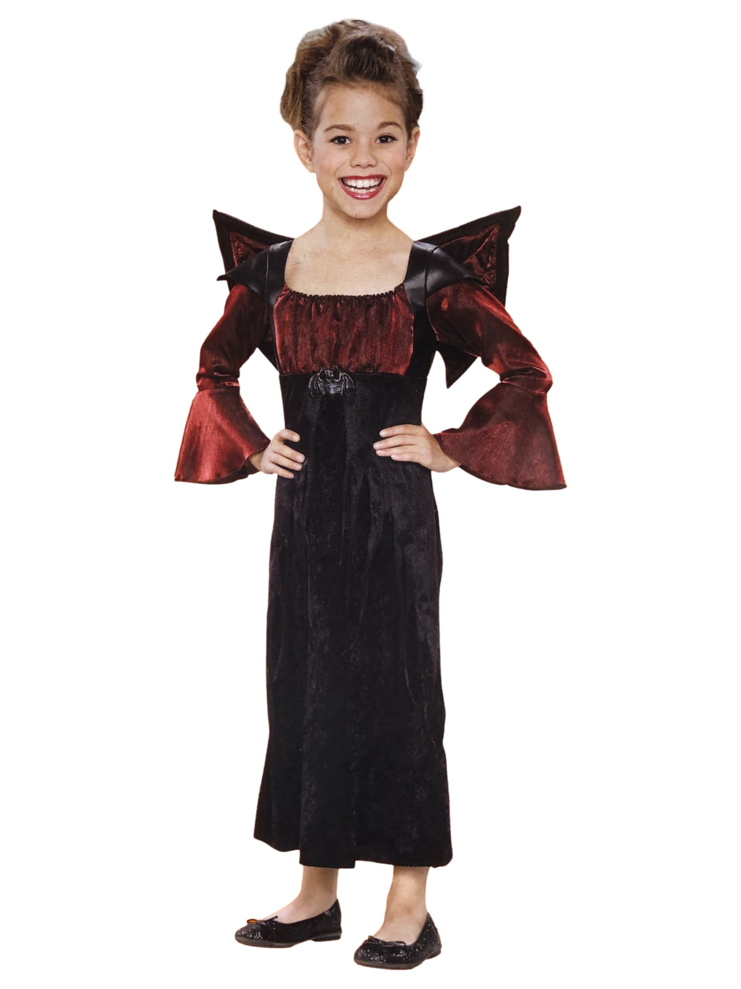 Tricks & Treats Girls Bat Princess Dress & Wings Halloween Costume ...