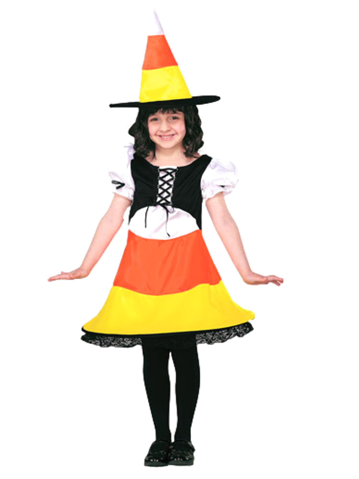 Tricks & Treats Girls Candy Corn Witch Dress Halloween Costume Medium ...