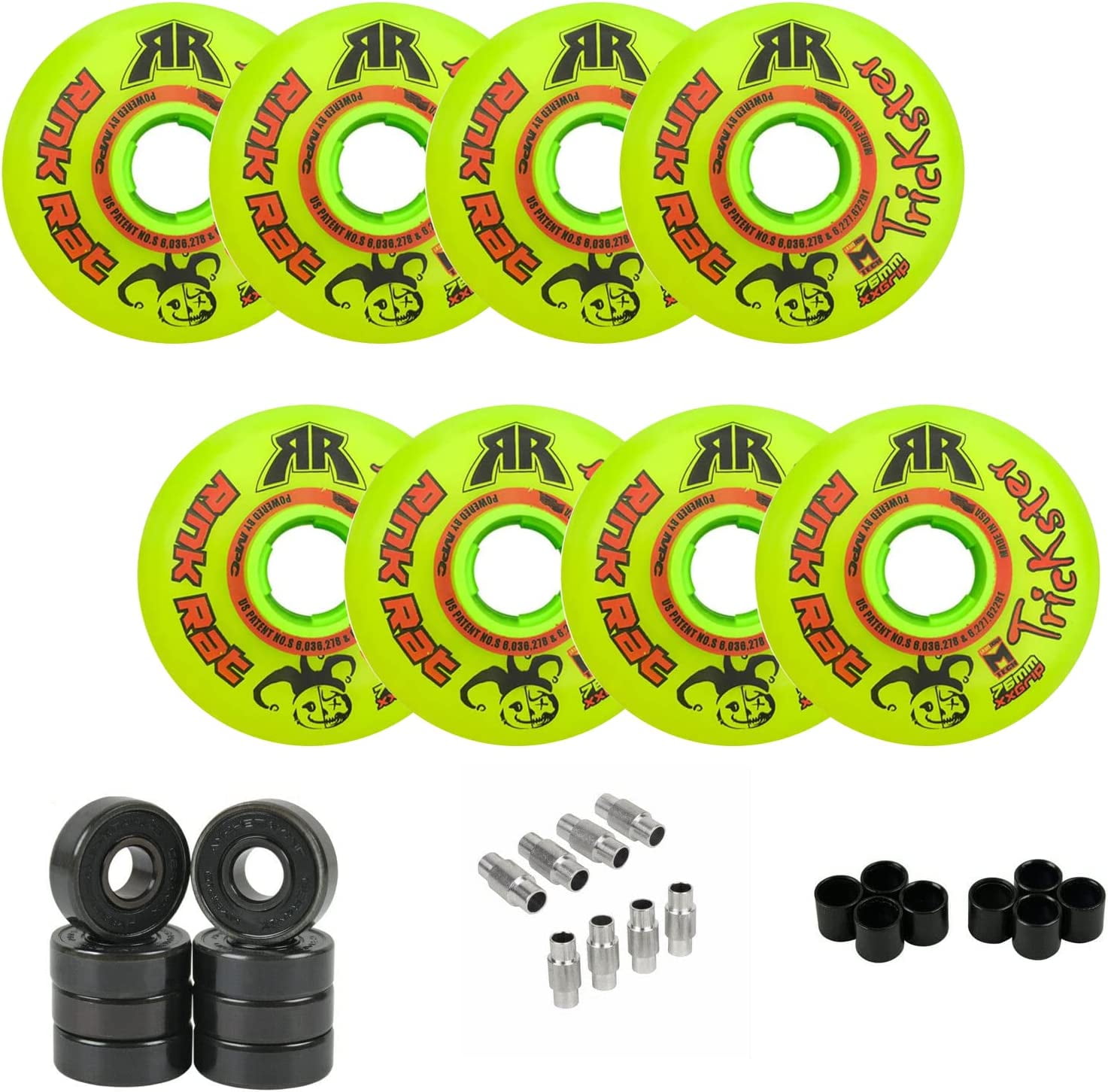 Trickster Roller Hockey Wheels 76/80 Hilo 79A + Hybrid Ceramic Bearings ...
