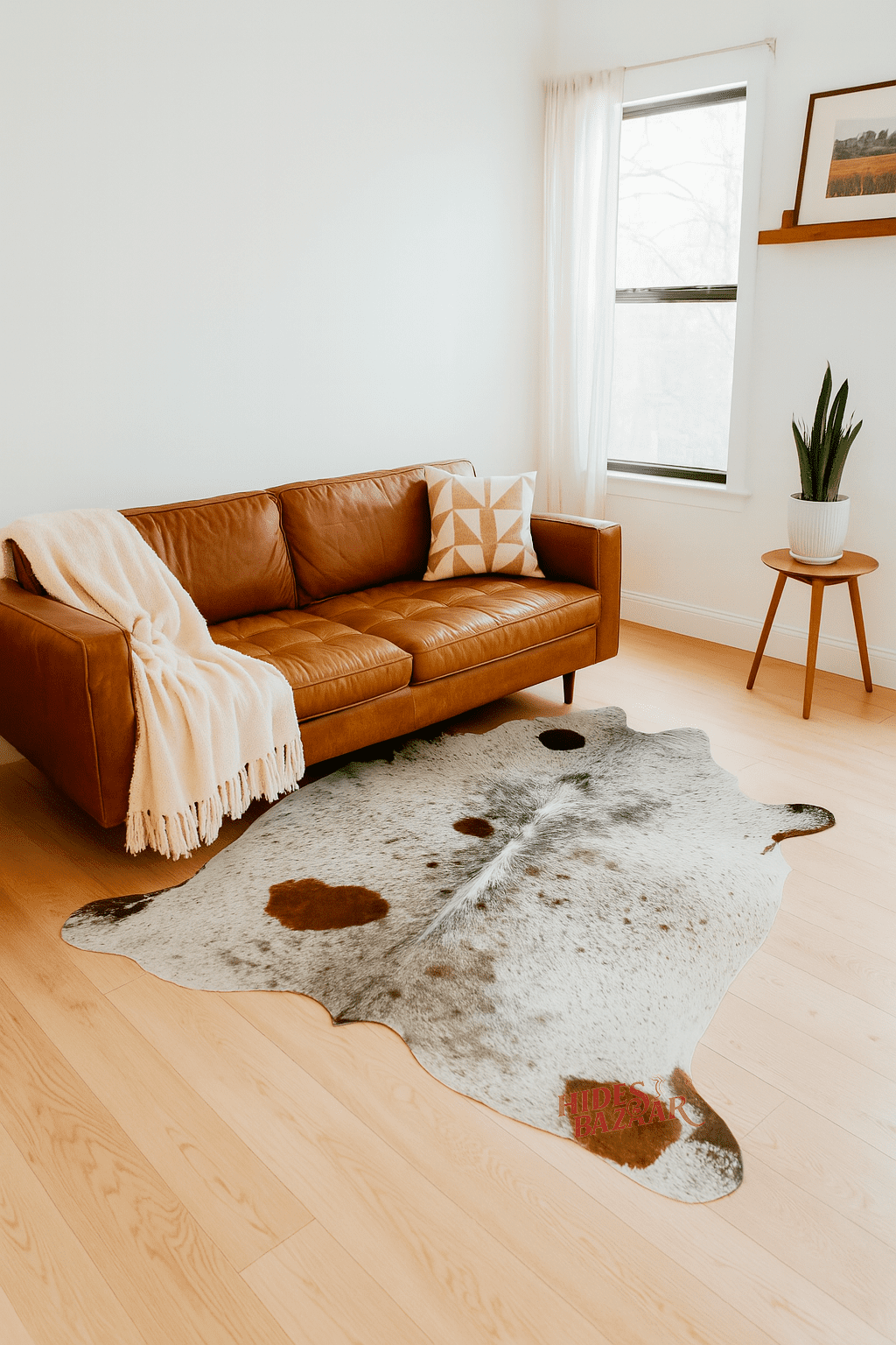 Genuine Leather Cowhide Tricolor Salt And Pepper Area Rug, 5x7 ft ...