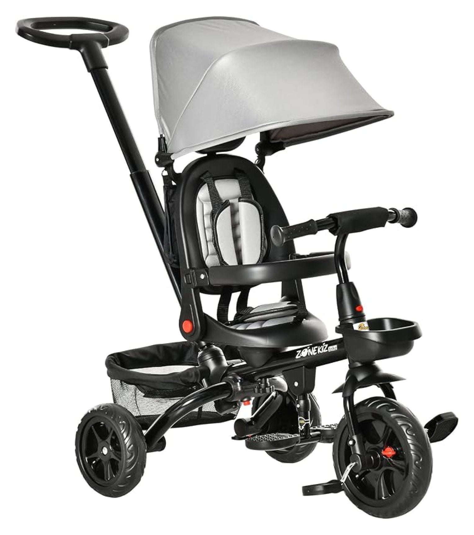 Tricycle, 4 in 1 Foldable Trike with Reversible Seat, Adjustable Parent Handle, Safety Harness ...