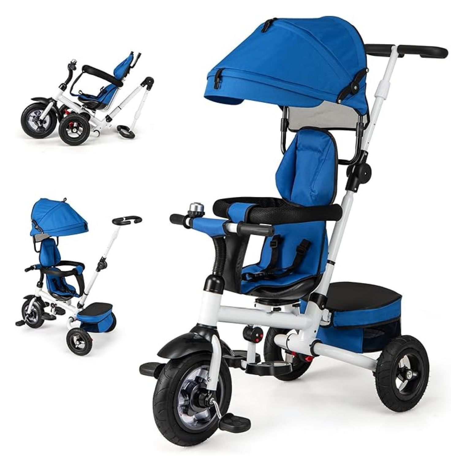 Tricycle, 5-in-1 Folding Trike Stroller w/Adjustable Handle & Canopy ...
