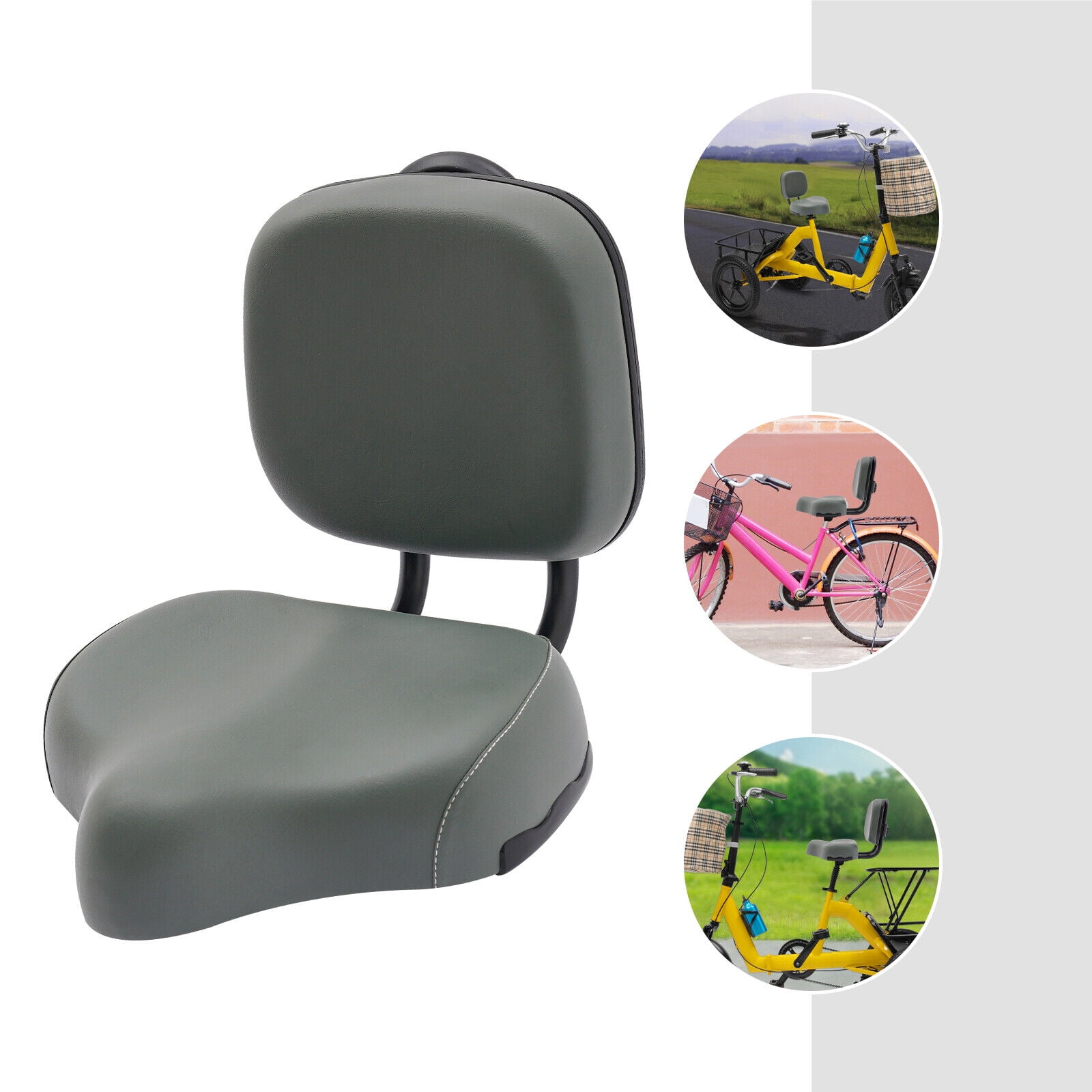Tricycle Saddle Seat with Back Support Grey Backrest Saddle Bike Seat ...