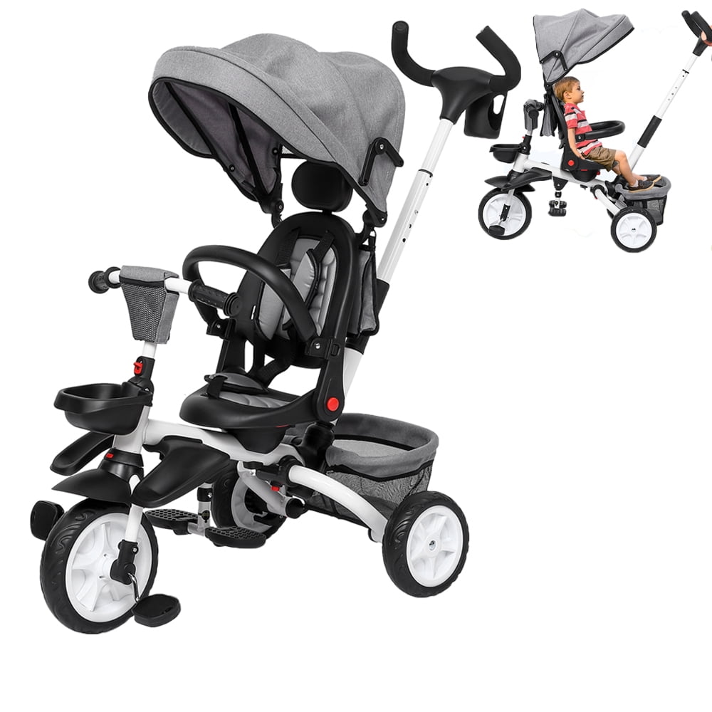 Tricycle Stroller with Removable Push Handle,Folding Toddler Push Bike ...
