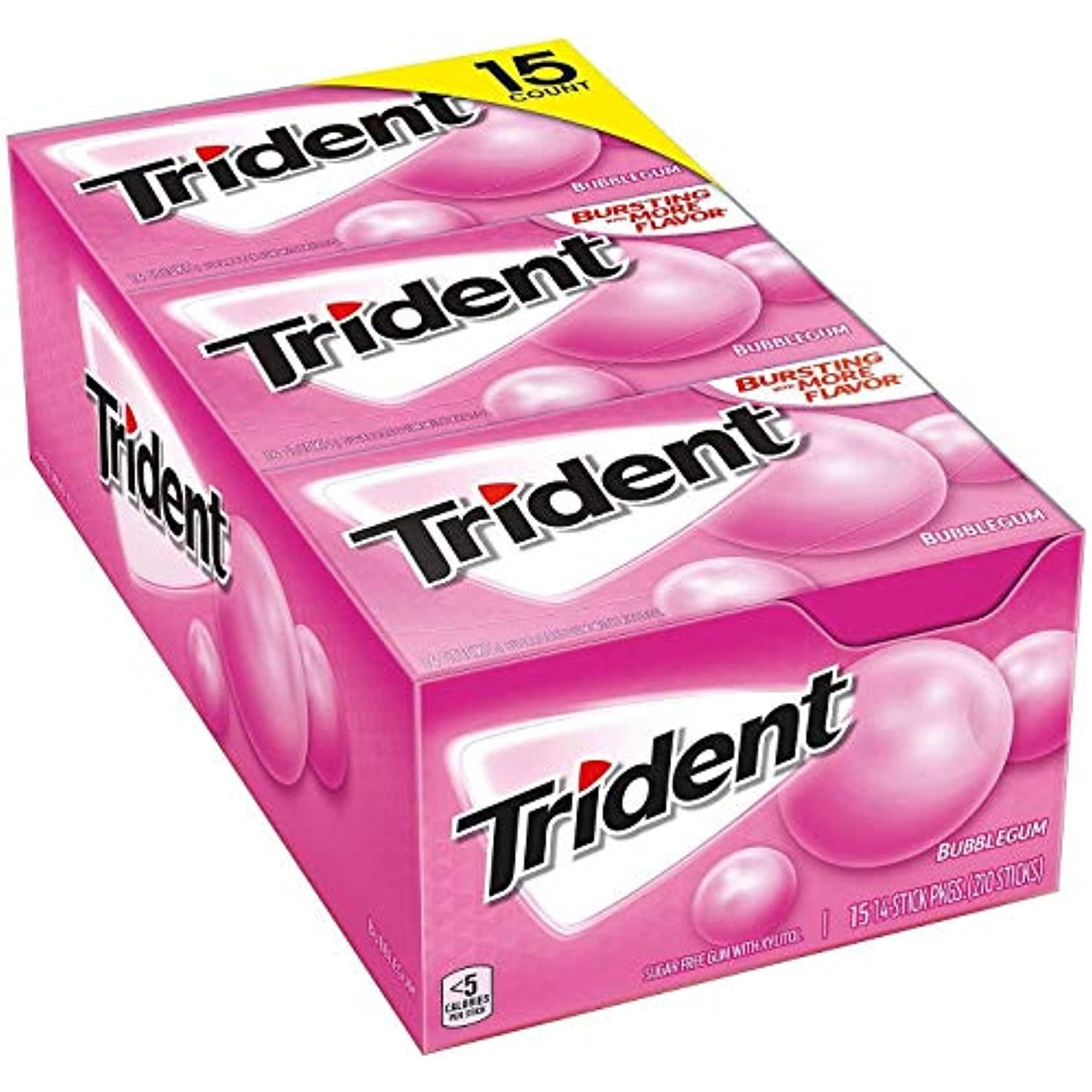 Trident Bubble Gum Sugar Free Gum 30/14 Piece Packs Total 420 Sticks ...