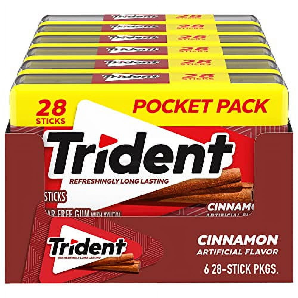 Trident Cinnamon Sugar Free .. Gum, 6 Pocket Packs .. of 28 Pieces (168 ...