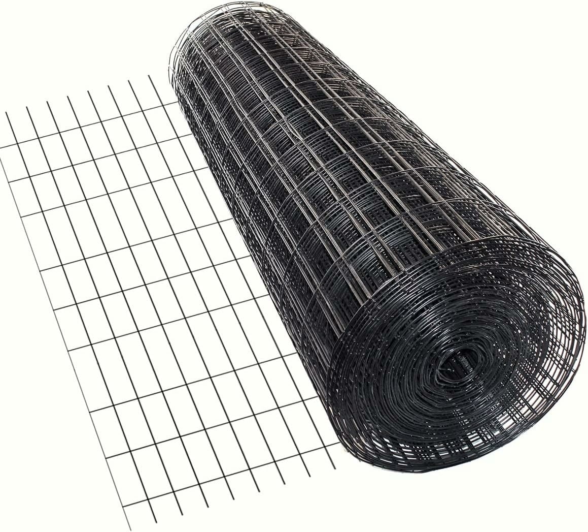 Trident Fence 4' x 100' 12.5ga. Welded Wire Fence Roll Black PVC Coated ...