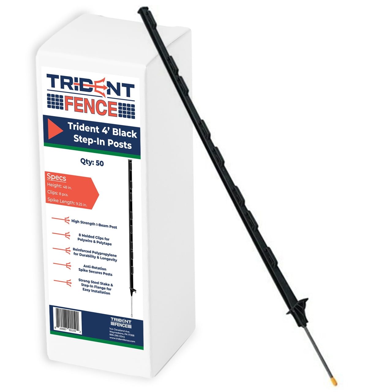 Trident Fence 4ft Poly Step-In Fence Posts - Black - 50 Pack - Walmart.com