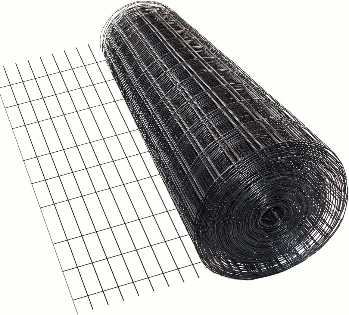 Trident Fence 7' x 100' 14ga. Welded Wire Fence Roll Black PVC Coated ...
