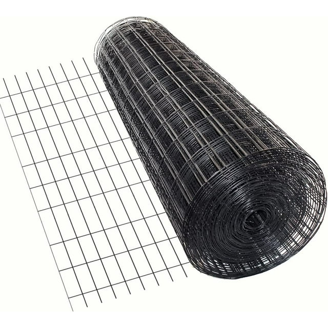 Trident Fence 8' x 100' Welded Wire Fence Roll Black PVC Coated - 2" x ...