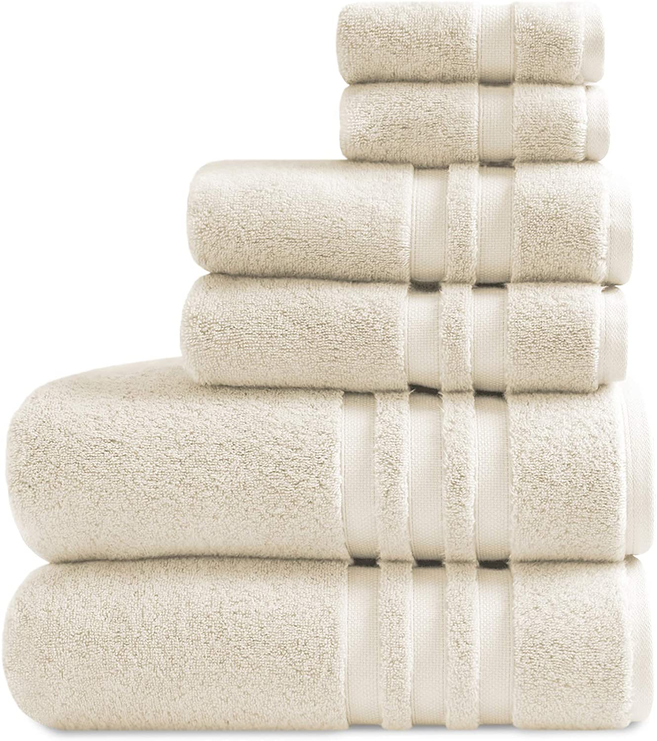 Trident Finesse Modern, 6 Pieces, Extra Absorbent Bath Towel Set, Linen ...