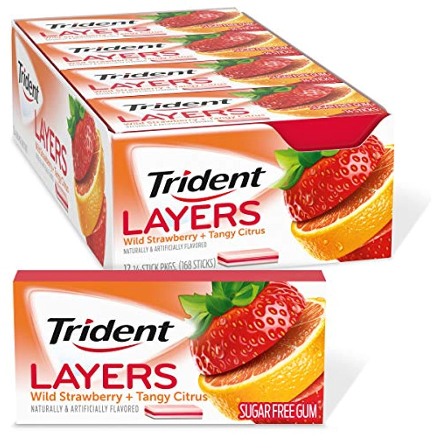 Trident Layers Strawberry & Citrus Sugar Free Gum, 12 Packs Of 14 Pieces - Walmart.com