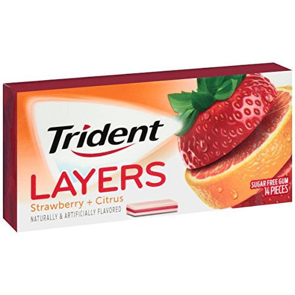 Trident Layers Sugar-Free Chewing Gum, Sweet Wild Strawberry & Tangy ...